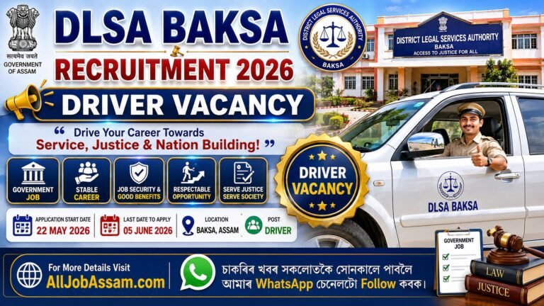 DLSA Baksa Recruitment 2026 Driver Vacancy Apply Offline
