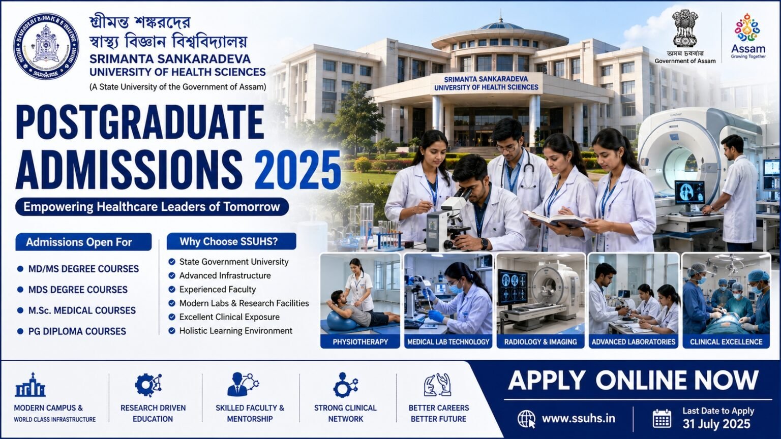 SSUHS PG Entrance Examination 2026 Apply for M.Sc NMT MPT MMLS M.Optom ...